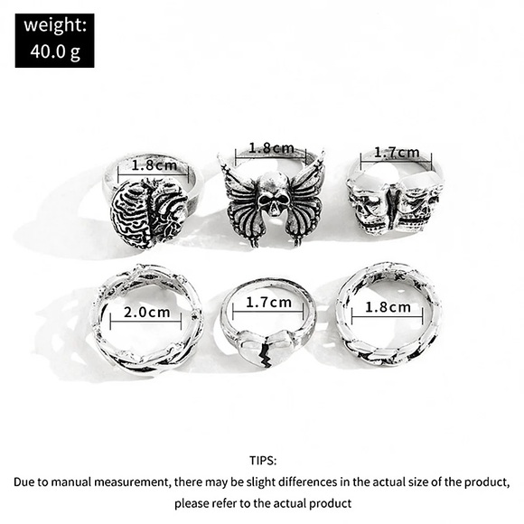 Jewelry | Human Heartskull Butterfly Ring Set | Poshmark